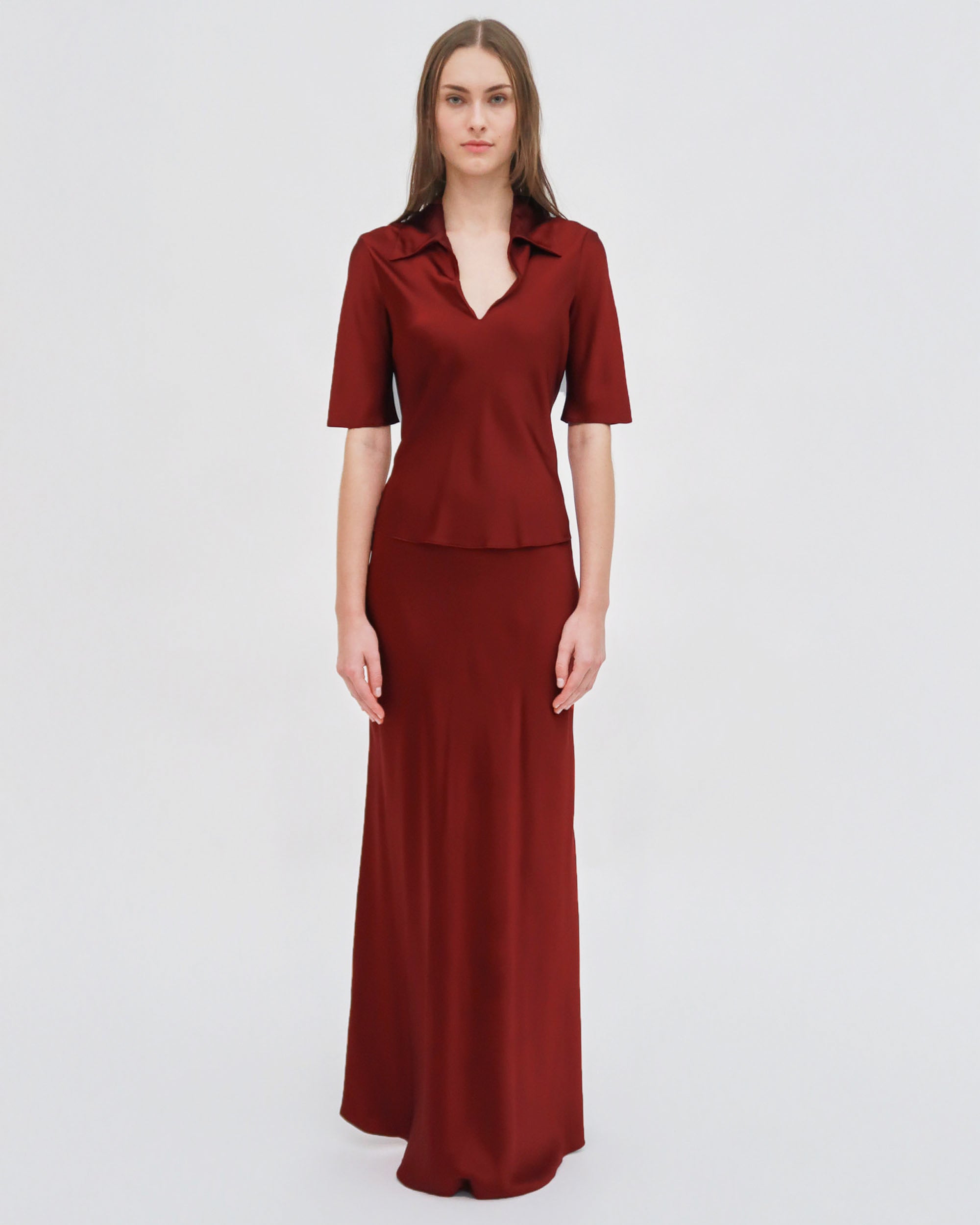 BIAS POLO TOP - SILK SATIN – Rosetta Getty